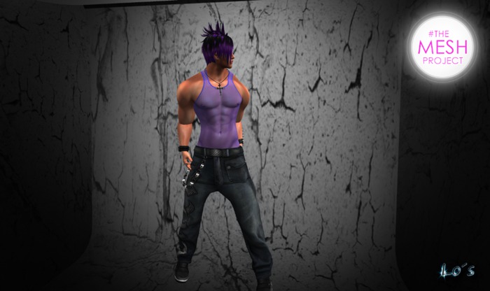 Second Life Marketplace - Lo's Male Net Tank Top BLue TMP