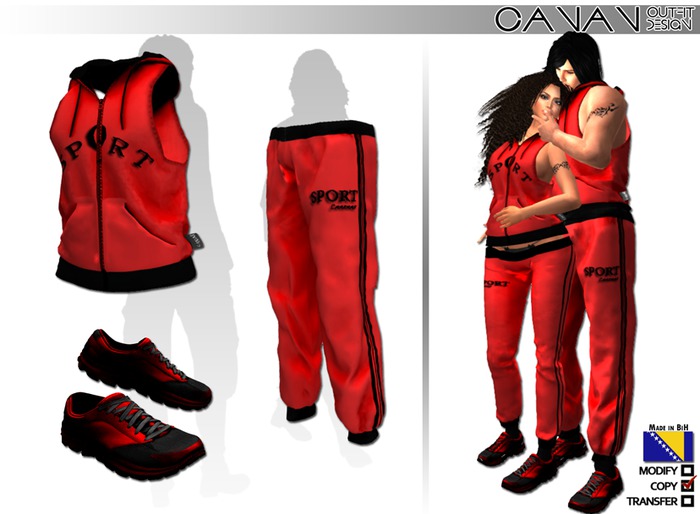 Second Life Marketplace ☆canan Complete Sports Mens Outfit Red☆