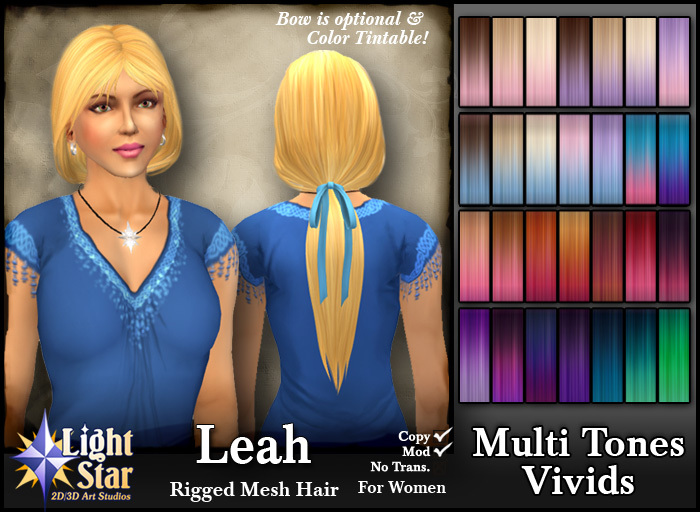 Second Life Marketplace - *LightStar-Hair-Leah-MultiTones-Vivids