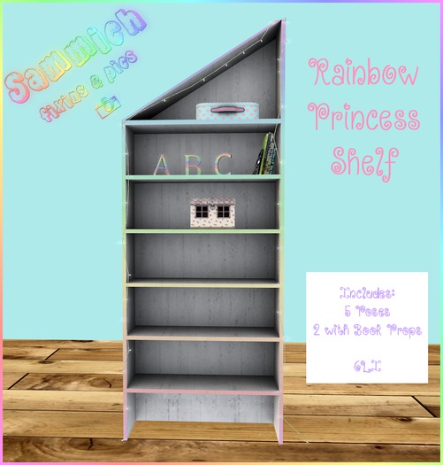Second Life Marketplace - Sammich Fixins - Rainbow Princess Shelf (Boxed)