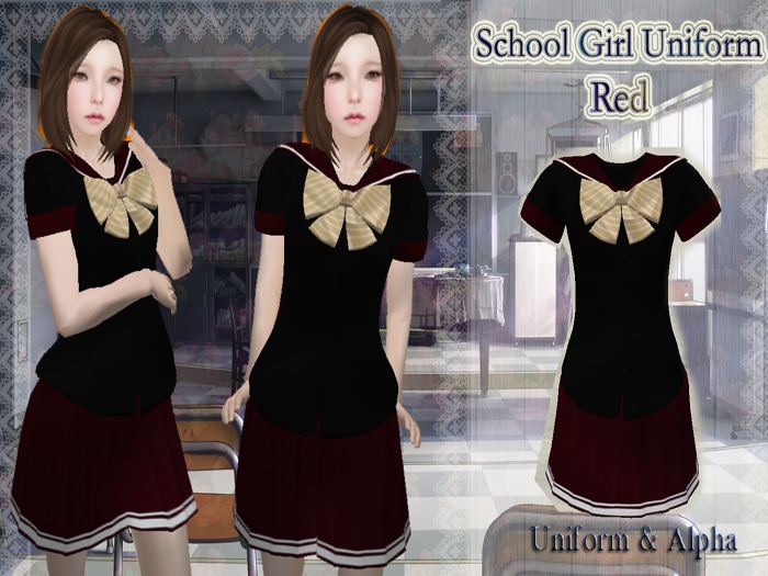 Second Life Marketplace - ~Kawaii Tofu~School Girl Uniform Red
