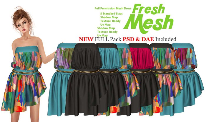 Second Life Marketplace - Fresh Mesh-Full Permission mesh Dress 21 FULL ...
