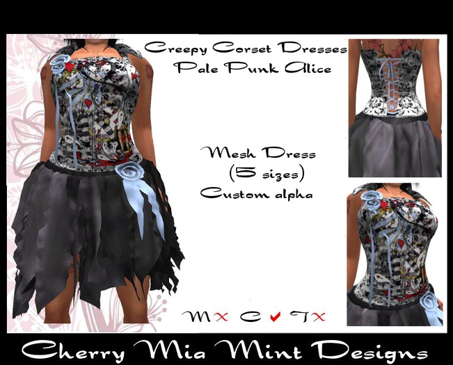 Second Life Marketplace - CMD - Pale Punk Alice in Wonderland Corset Dress