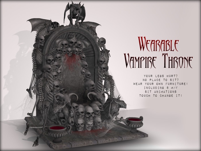 Second Life Marketplace - Boudoir-Wearable Vampire Throne
