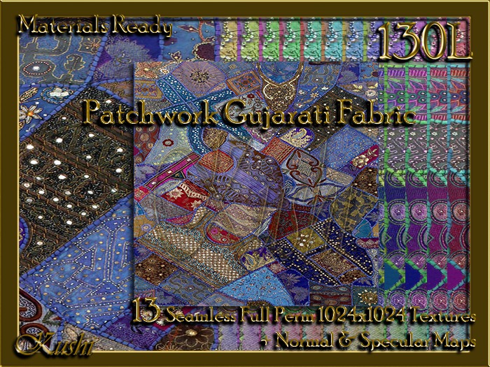 Second Life Marketplace - Patchwork Gujarati Fabric Seamless Textures ...
