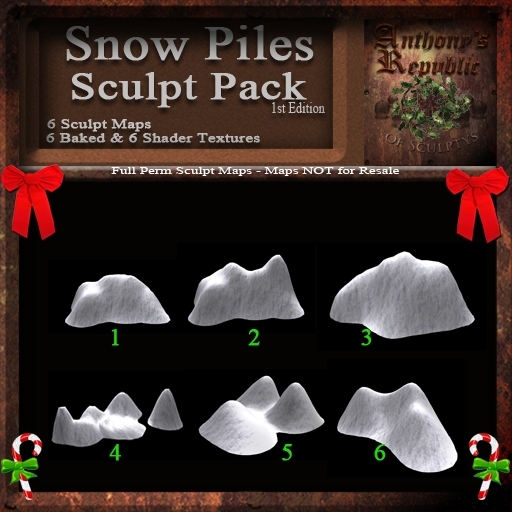 Second Life Marketplace - Christmas Snow Piles Sculpt Pack, Sculpted ...