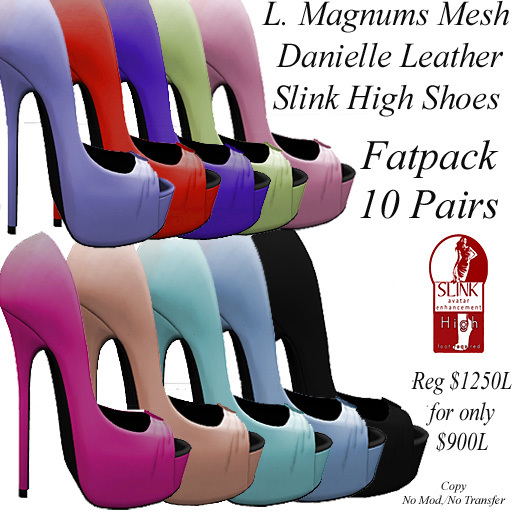 Second Life Marketplace - L. Magnums Mesh Danielle Leather Slink Shoes ...