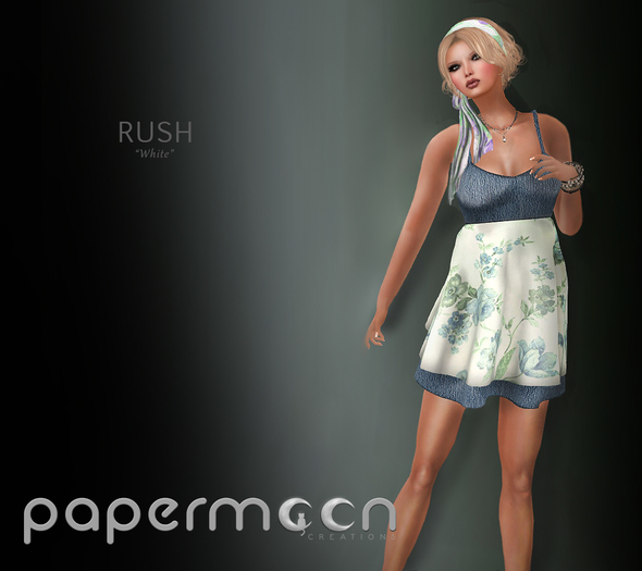 Second Life Marketplace - PaperMoon - Rush Retro Denim Dress - White 40 ...
