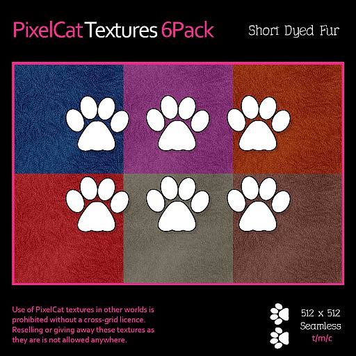 Second Life Marketplace - PixelCat Textures 6Pack - Short Dyed Fur