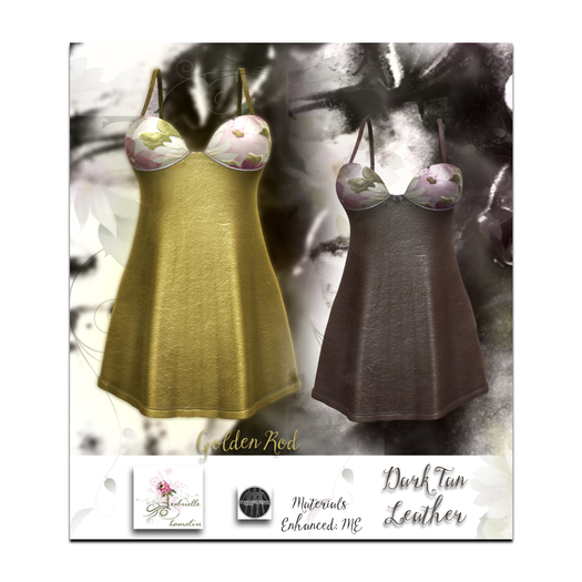 Second Life Marketplace - Dark Tan Pink and Golden Rod Leather Dresses