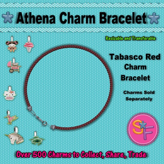 Second Life Marketplace - SF Athena Tabasco Red Bracelet For SF Charms ...