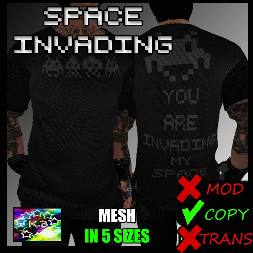 Second Life Marketplace - .:KB:. Space invading Male T-shirt