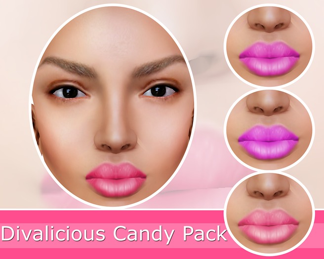 Second Life Marketplace - Sunlove[MakeUp] Divalicious Candy Pack Lipstick