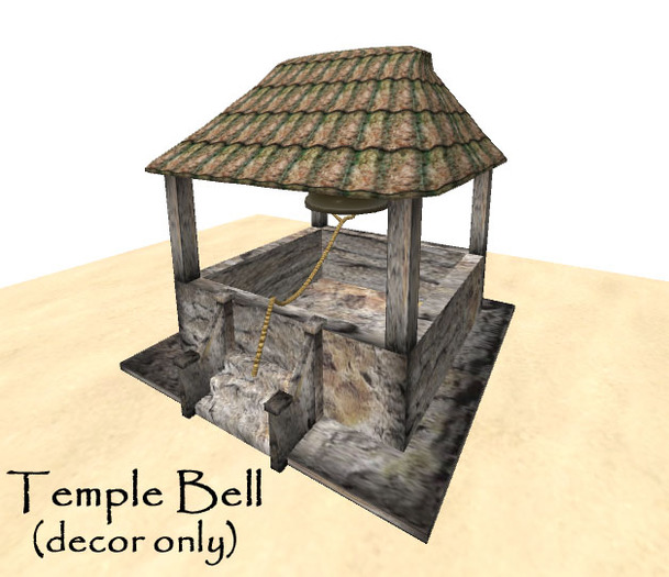 Second Life Marketplace - Oriental Small Stone Temple Bell Tower Alarm ...