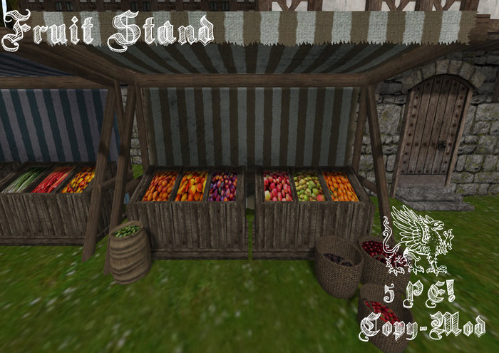Second Life Marketplace - Worlds End - Medieval Market - Fruit Stand - C/M