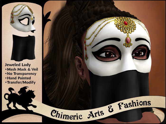 Second Life Marketplace - Jeweled Lady Mask & Veil (Black)