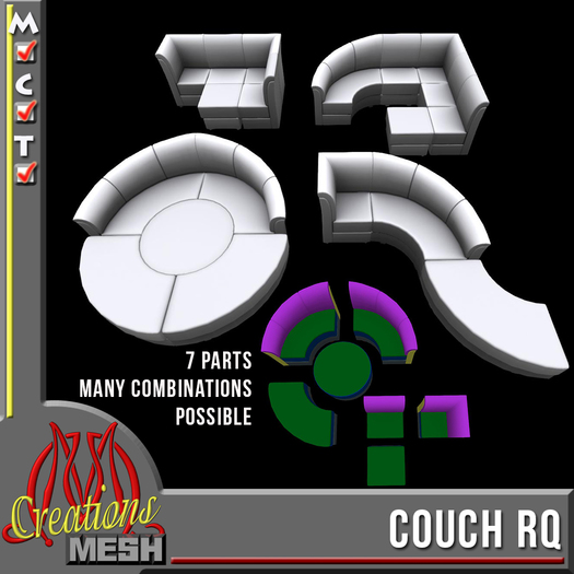 Second Life Marketplace - Furniture|Couch RQ FULL PERM MESH modular ...