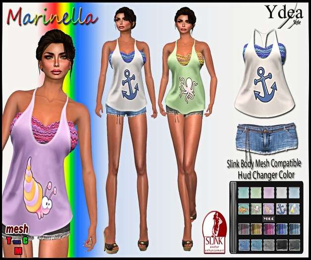 Second Life Marketplace Ydea Marinella Summer Outfit Multicolor