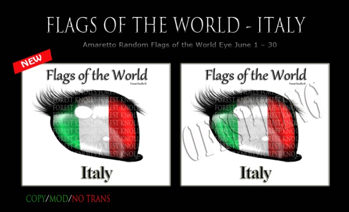 Second Life Marketplace - FLAGS OF THE WORLDS - ITALY EYE SIGNS