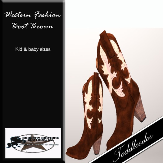 Second Life Marketplace - TD Western Fashion Cowgirl boots Brown