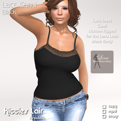 Second Life Marketplace - *KL* Lace Cami for Lena Lush - Black