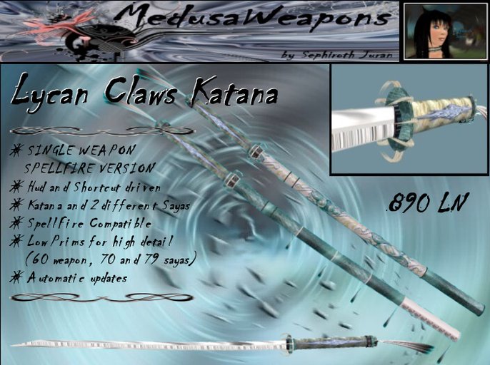 Second Life Marketplace - ~ Medusa Weapons ~ Lycan Claws Single Katana ...