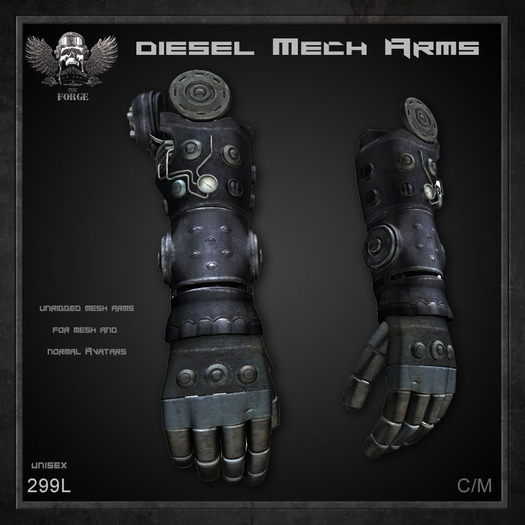 Second Life Marketplace - [The Forge] Diesel Mech Arms, Black