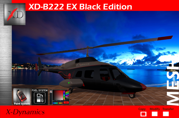 Second Life Marketplace - XD-B222 EX Helicopter Boxed Black edition