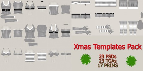 Second Life Marketplace - Xmas Templates Pack - 23 PSDs + 23 TGAs UPDATED