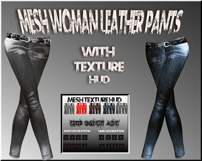 Second Life Marketplace - MESH LEATHER WOMAN PANTS WITH TEXTURE HUD