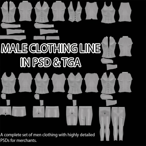 Second Life Marketplace - MALE CLOTHING LINE IN 15 PSDs + 15 TGAs ...