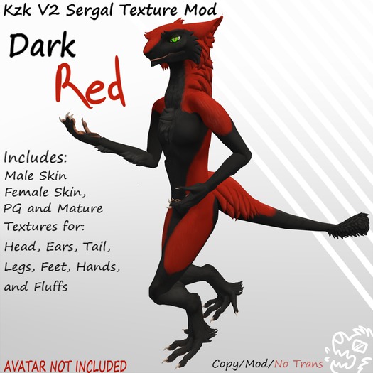 Second Life Marketplace - ~ONN~ KZK v2 Sergal Mod - Dark Red