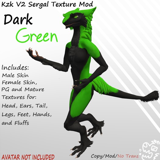 Second Life Marketplace - ~ONN~ KZK v2 Sergal Mod - Dark Green