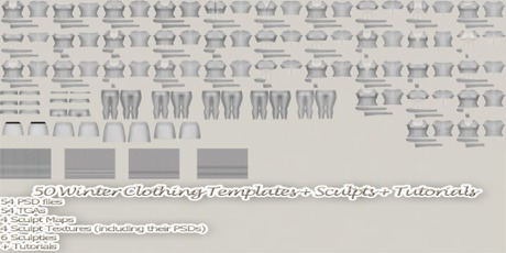 Second Life Marketplace - 50 Winter Clothing Templates +Sculpts ...
