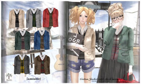 Second Life Marketplace - {amiable}Mesh Cotton Jacket with Check Sweater_BR