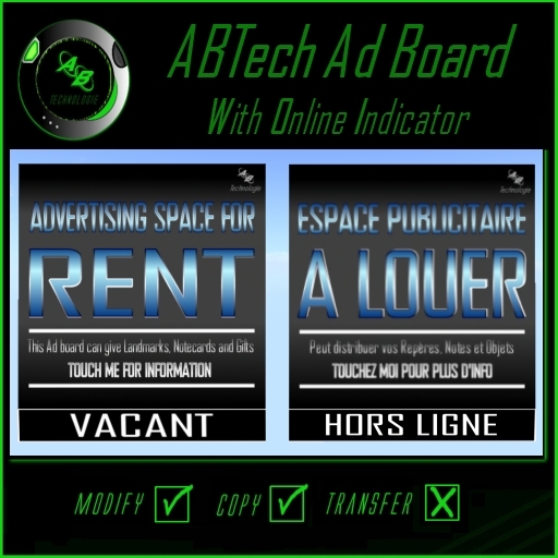Second Life Marketplace - ABTech Ad Board - Online Indicator Included ...