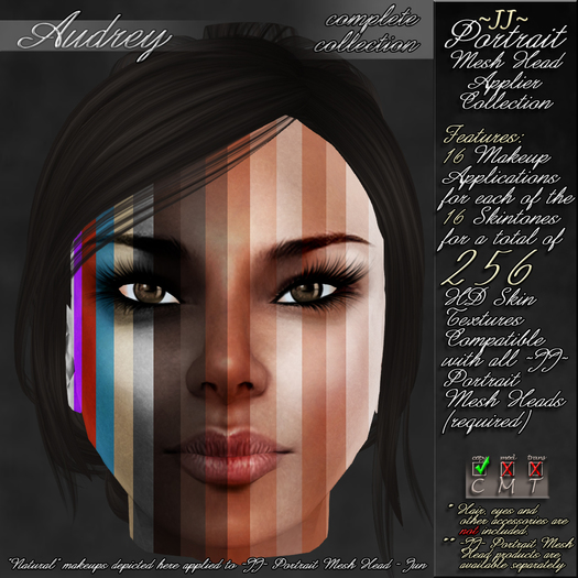 Second Life Marketplace - ~JJ~ Portrait Mesh Head Applier ~Audrey ...