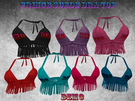 Second Life Marketplace - BWR FRINGE SUEDE DIF COLOR ON EACH BRA TOP DEMO 2