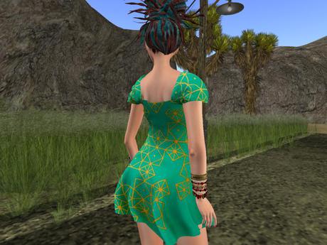 Second Life Marketplace - green and gold summer dress