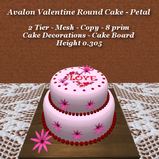 Second Life Marketplace - Avalon Valentine Cake Round 2 Tier Petal