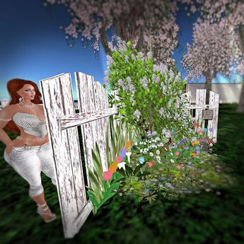 Second Life Marketplace - Spring Corner Garden Picket Fence