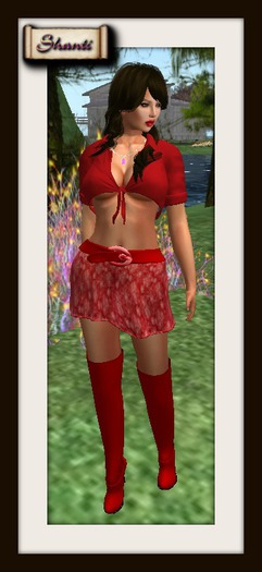 Second Life Marketplace - Shanti Red Flower Outfit MESH