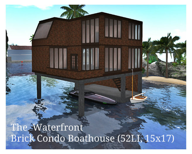 Second Life Marketplace - The Waterfront Brick Condo Boathouse (52LI ...
