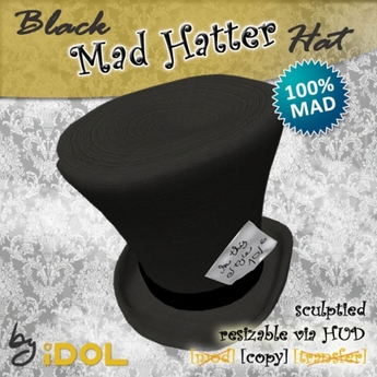 Second Life Marketplace - iDOL Black Mad Hatter Hat - Boxed
