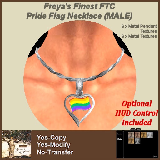 Second Life Marketplace - Freya's Finest FTC Pride Flag Necklace (MALE)