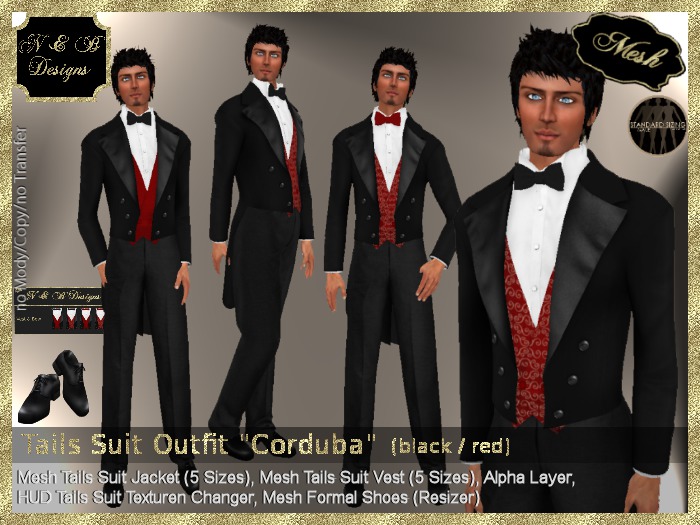 Second Life Marketplace - *N & B Design* Tails Suit Outfit "Corduba ...