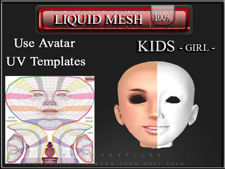 Second Life Marketplace - T-3D Creations [ LQ Mesh - HEAD 003 ] LIQUID ...