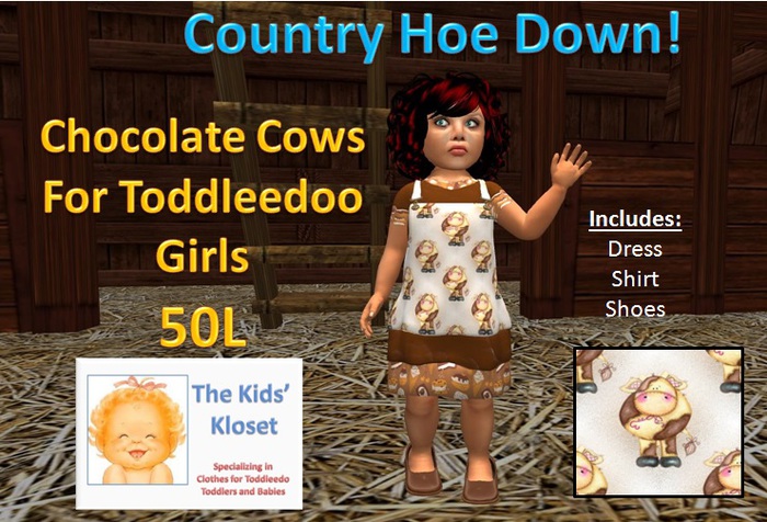Second Life Marketplace - TD Hoe Down Chocolate Cows-- Girl