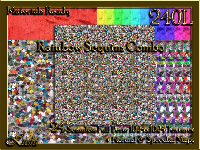 Second Life Marketplace - Rainbow Sequins Combo Fabric Seamless ...