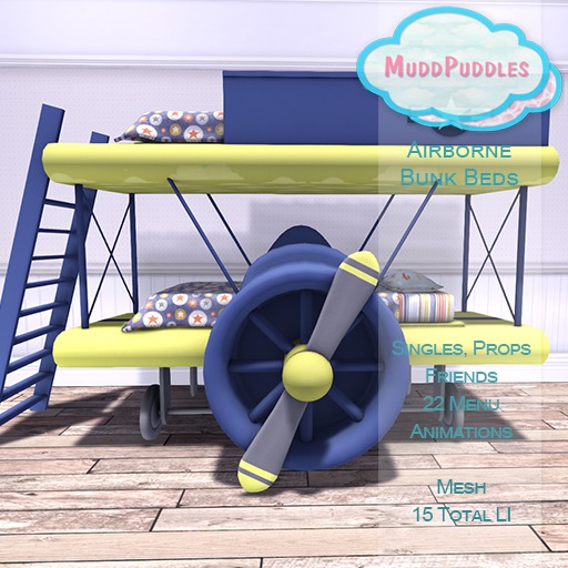 Second Life Marketplace - MuddPuddles: Airborne Bunk Bed